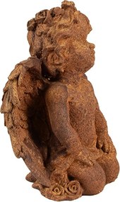 Dekorativní rezavá figurka anděl klečící - 9*7*11 cm