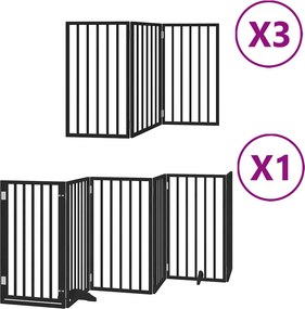 Zábrana pro psy s dvířky skládací 15 panelů černá 750 cm topol 3155546