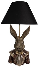 Stolní lampa ve tvaru zajíce s korunou s černým stínidlem Antonius– 37x61 cm
