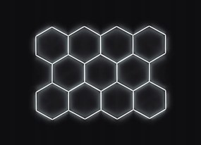 Escape6 Kompletní Led hexagonové svítidlo bílé 6500K, 11 elementů 336x238cm