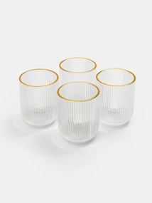 Sinsay - Sada rýhovaných sklenic se zlatým okrajem 4 pack - clear