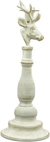 Šedý antik kovový svícen ArtFerro s jelenem - 13,5*13,5*37cm