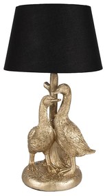 Zlatá stolní lampa s husami a černým stínidlem Duck - Ø 20*37 cm E27/max 1*40W