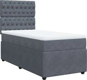 Box spring postel s matrací tmavě šedá 90x190 cm samet 3292221