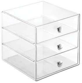 Transparentní úložný box se 3 šuplíky iDesign Original, výška 16,5 cm