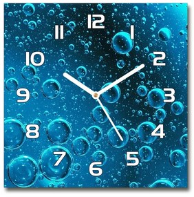 Wallmuralia Skleněné hodiny na stěnu Bubliny pod vodou 30x30 cm