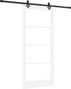 Posuvné dveře Bílá 93 x 211 cm Masivní borové dřevo a sklo 3332318