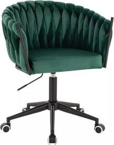 LuxuryForm DESIGN Otočná židle NORDEN VELUR na černé podstavě s kolečky - zelená