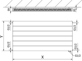 Mexen, Mexen Line panelový radiátor CVL11 600 x 600 mm, spodní připojení, 470 W, bílý - W611L-060-060-00