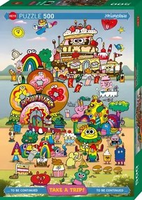 HEYE Puzzle Na výletě: Jon Burgerman / 500 dílků / 35 x 50 cm