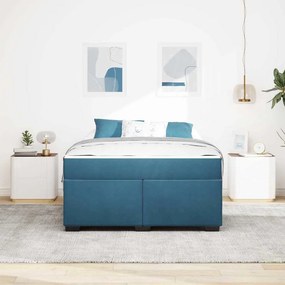 Rám postele s matrací Tmavě modrá 160 x 200 cm textil 3399300