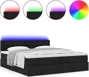 Osmanský rám postele s matrací černý 200x200cm textil 3312501