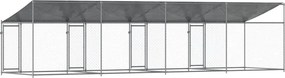 Klec pro psy se střechou a dvířky šedá 8x2x2 m pozinkovaná ocel 3209565