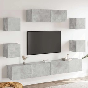 7dílný set TV skříněk betonově šedý kompozitní dřevo 3114521