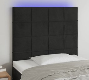 vidaXL Čelo postele s LED 80x5x118/128 cm samet [3122459] Barva: Černá
