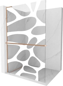 Mexen Kioto+ L, sprchová zástěna Walk-In s poličkou a věšákem 110 x 200 cm, 8mm čiré sklo bílý vzor, ​​měděný matný profil, 800-110-123-65-97