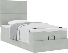 Osmanský rám postele s matracemi světle šedá 90x190cm samet 3313367