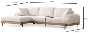 Hanah Home Rohová pohovka ETI dub bílá levá 280 cm