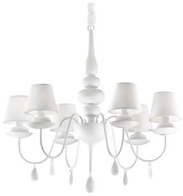 Ideal Lux - Lustr na řetězu BLANCHE 6xE14/40W/230V pr. 75 cm bílá