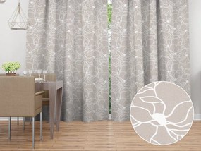 Biante Bavlněný závěs Sandra SA-270 Bílé designové květiny na béžovém 140x150 cm