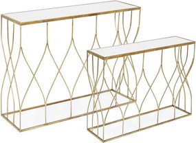 Konzolové stolky v sadě 2 ks se skleněnou deskou ve zlaté barvě 33x104 cm Elenor – Bizzotto