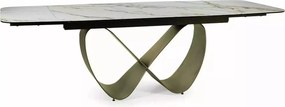 Jídelní rozkládací stůl Infinity 160/240 cm keramika bílý mramor/měděný