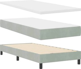 Postel s boxspringem s matrací Světle šedá 90 x 190 cm samet 3339074