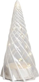 LED světelný stromek, skleněný, čirý, 19 cm