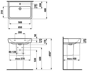 LAUFEN PRO A umyvadlo 65 x 48 cm, H8189530001041