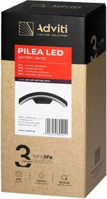 LED Zahradní lampa Adviti PILEA 9W 700lm, IP54, 4000K, černá