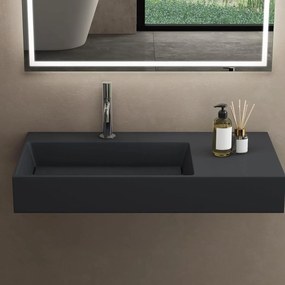 Rea Archi, umyvadlo na desku z konglomerátu 750x430x140 mm, levá verze, šedá matná, REA-U4303