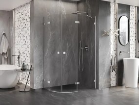 Mexen Lunar, pravý půlkruhový sprchový kout 90 x 70 cm, 8mm čiré sklo, chromový profil, 833-090P-070L-01-00