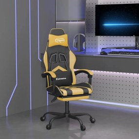 Herní židle s podnožkou černá a zlatá umělá kůže 3143904
