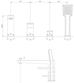 OMNIRES PM7432BL - Vanová baterie 4-otvorová PARMA matná černá