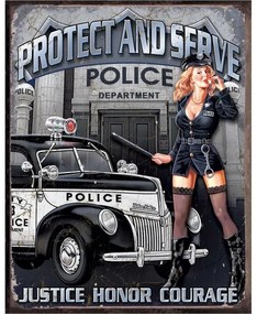 Cedule Police Dept - Protect &amp; Serve  40 cm x 32 cm