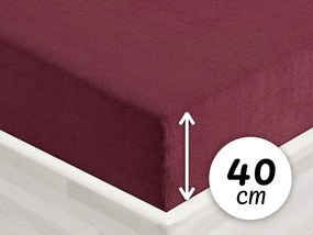 Froté napínací prostěradlo na extra vysokou matraci FR-011 Bordó 100 x 200 - výška 40 cm