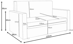 Rozkládací pohovka HEVEN, 136x85x98, sawana 05/sawana 21