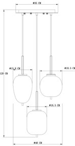Globo 15345-3 - Lustr na lanku BLACKY 3xE14/40W/230V