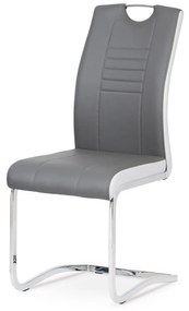 Jídelní židle chrom / koženka šedá s bílými boky Autronic DCL-406 GREY