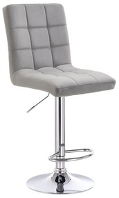 LuxuryForm DESIGN Barová židle TOLEDO VELUR na stříbrné kulaté podstavě - světle šedá