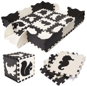 Creative Corner Pěnové puzzle podložka / ohrádka pro děti 25 kusů černá a bílá