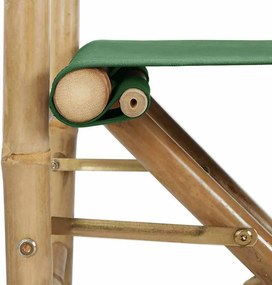 Skládací režisérská křesla 2 ks zelená bambus a textil 313032