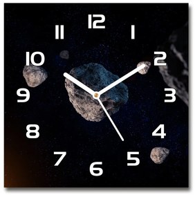 Wallmuralia Skleněné nástěnné hodiny čtverec Meteory 30x30 cm