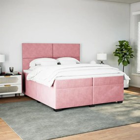 Box spring postel s matrací růžová 200x200 cm samet 3291001
