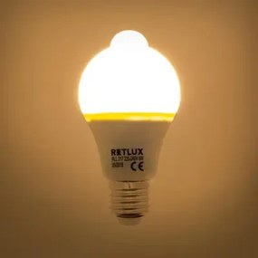 RETLUX RLL 317 A60 E27 PIR / žárovka / 8W / 750 lm / 3000K - teplá bíl