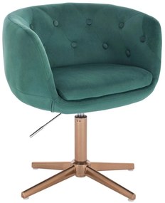 LuxuryForm DESIGN Křeslo MONTANA VELUR na zlatém kříži - zelené