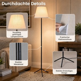 Costway Moderní stojací lampa s látkovým stínidlem E 27 Stojací lampa s kovovým
