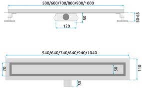 Rea Neox, odtokový žlab 90 cm, zlatá lesklá, REA-G2564