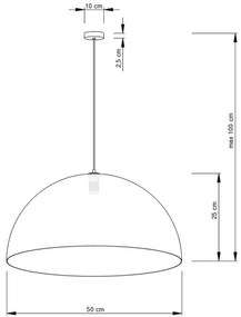 Lustr na lanku SFERA 1xE27/60W/230V pr. 50 cm černá/zlatá