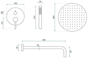 Rea Lungo, podomítková sprchová sada + BOX, zlatá matná, REA-P4160